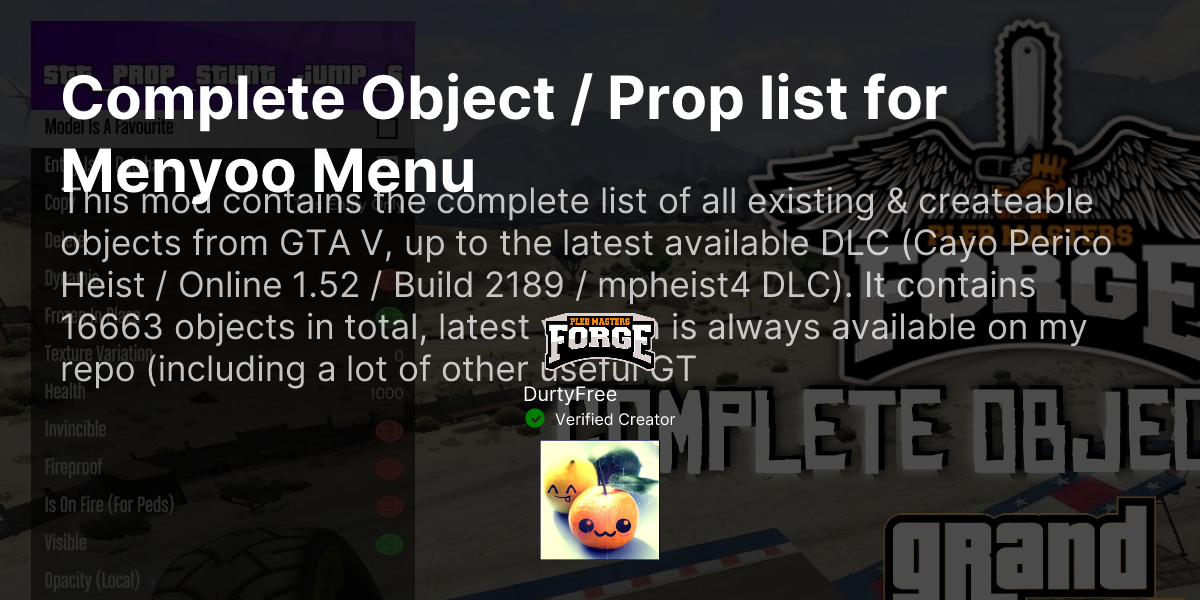 Pleb Masters: Forge Hub - Complete Object / Prop list for Menyoo Menu